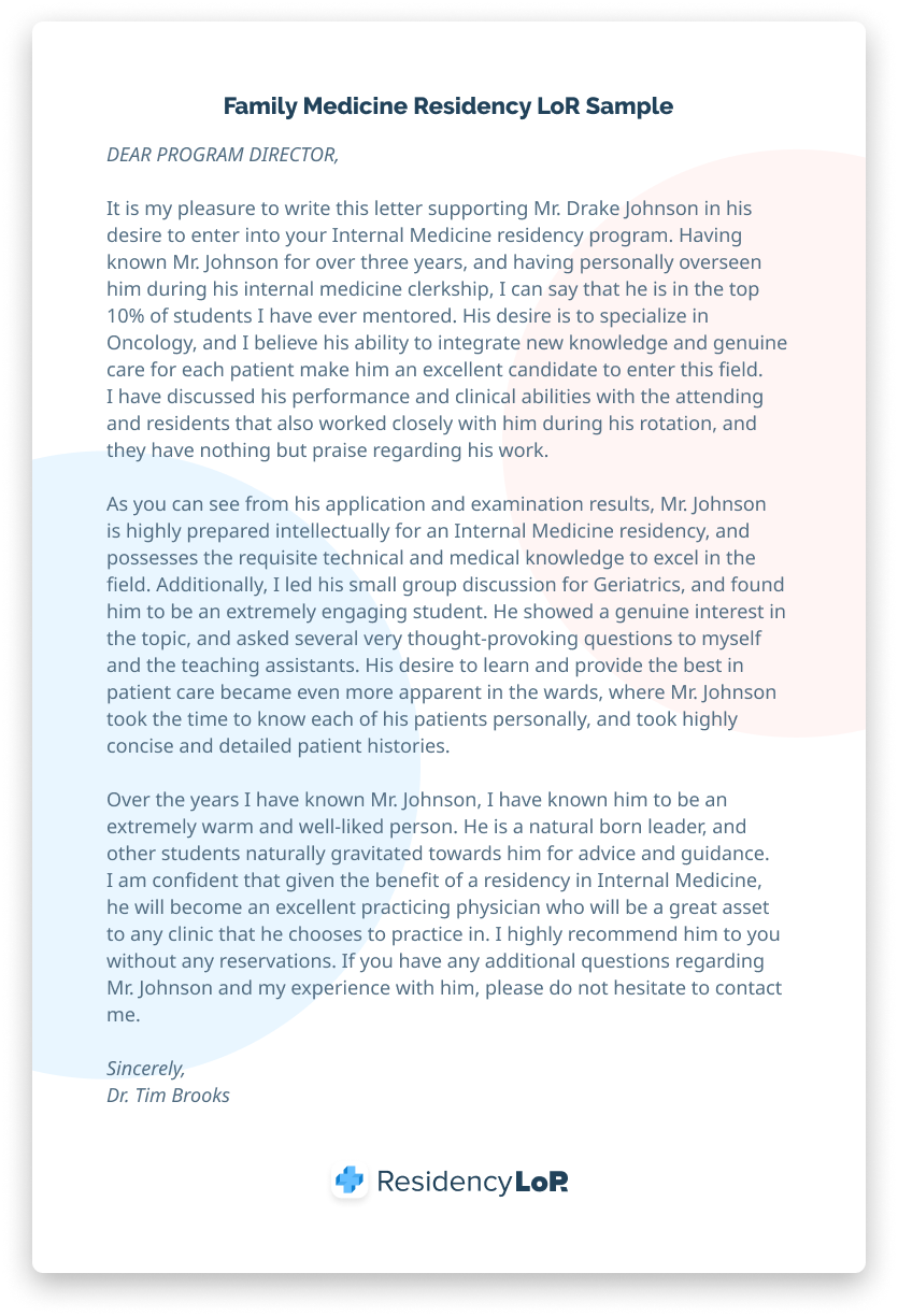 Get the Best Residency Letter of Recommendation Sample Here