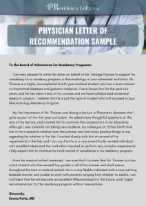 Top Quality Physician Letter of Recommendation Examples