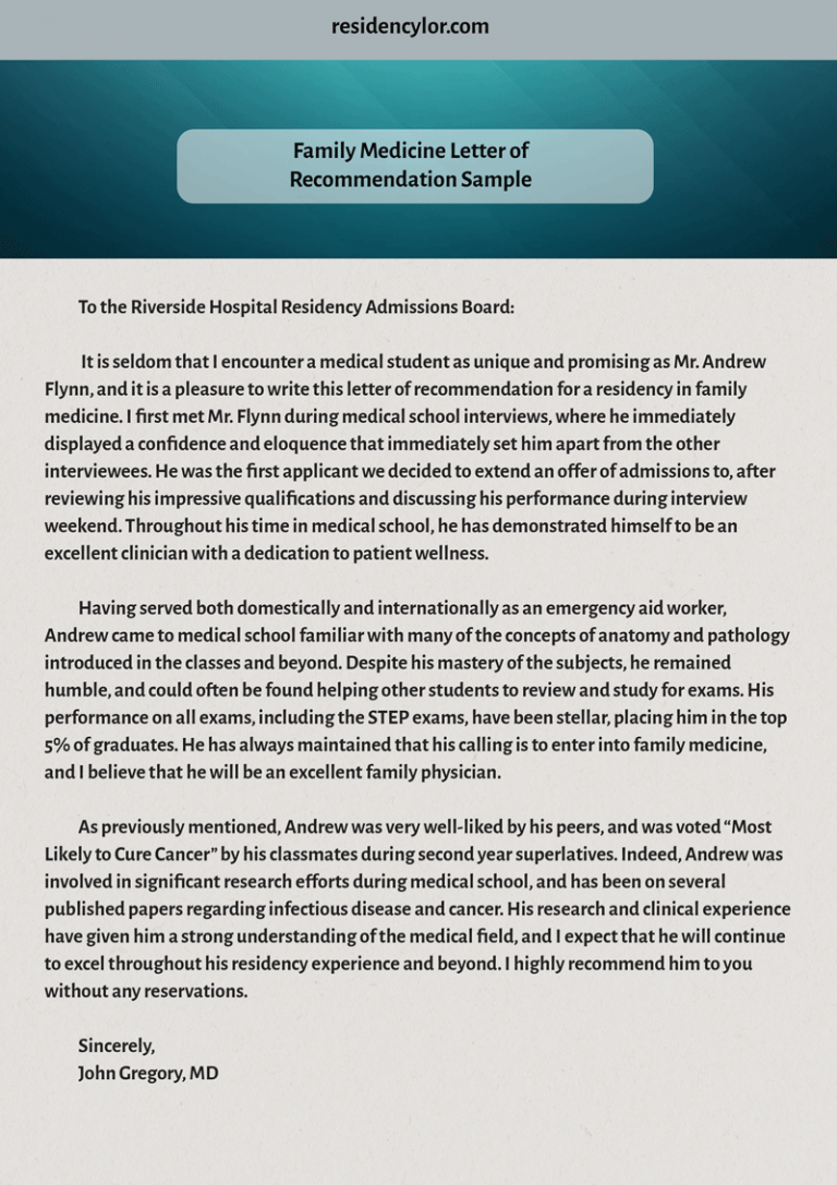 Family Medicine Letter of Recommendation | FM Residencies