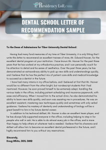 Dental Recommendation Letter—Dental Letter of Recommendation