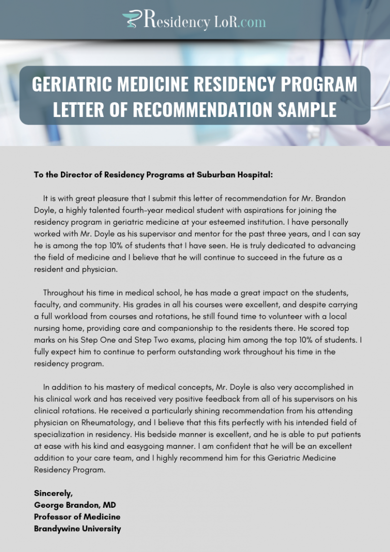 Get the Best Residency Letter of Recommendation Sample Here