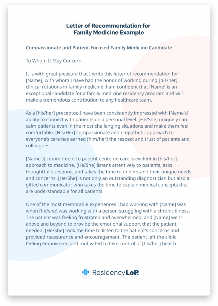 Family Medicine Letter of Recommendation | FM Residencies
